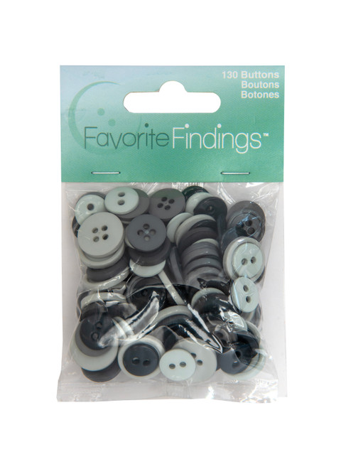 Grey Assorted Buttons, 3 Packages - Simplicity